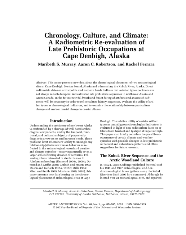 (PDF) Chronology, Culture, and Climate: A Radiometric Re-Evaluation of ...