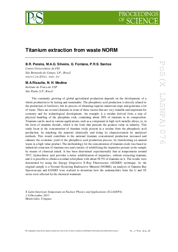 (PDF) Titanium Extraction from Waste NORM