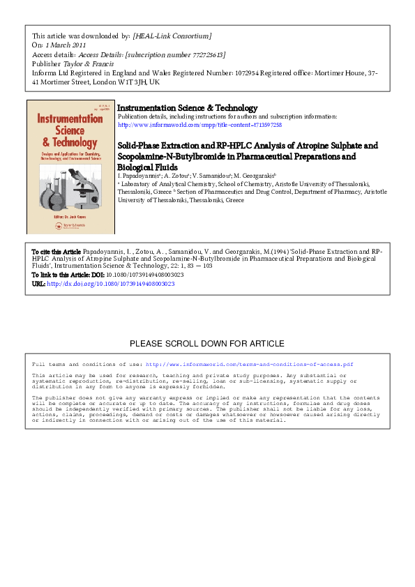 (PDF) Solid-Phase Extraction and RP-HPLC Analysis of Atropine Sulphate ...