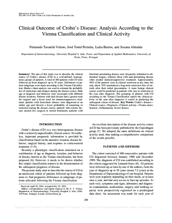 (PDF) Clinical Outcome of Crohn's Disease: Analysis According to the ...