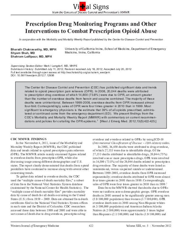 (PDF) Prescription Drug Monitoring Programs and Other Interventions to ...