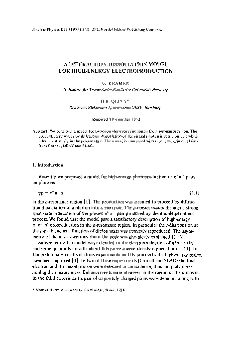 (PDF) A diffraction-dissociation model for high-energy electroproduction
