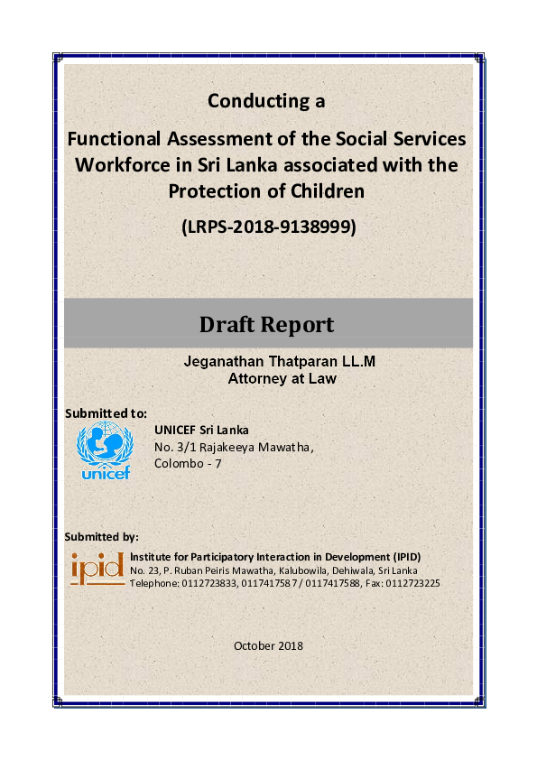 (PDF) CHILDREN and Social Service Workforce Report By Thatparan AAL