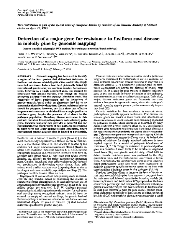 (PDF) Genetic dissection of fusiform rust and pitch canker disease ...