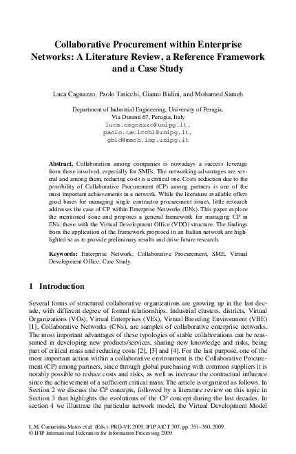 (PDF) Collaborative Procurement Within Enterprise Networks: A Literature Review, a Reference ...