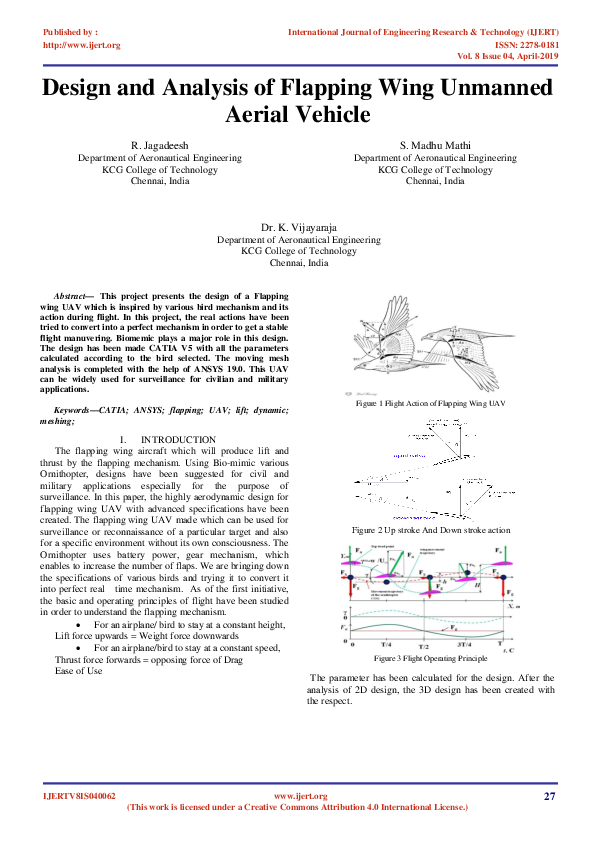 (PDF) Design and Analysis of Flapping Wing Unmanned Aerial Vehicle
