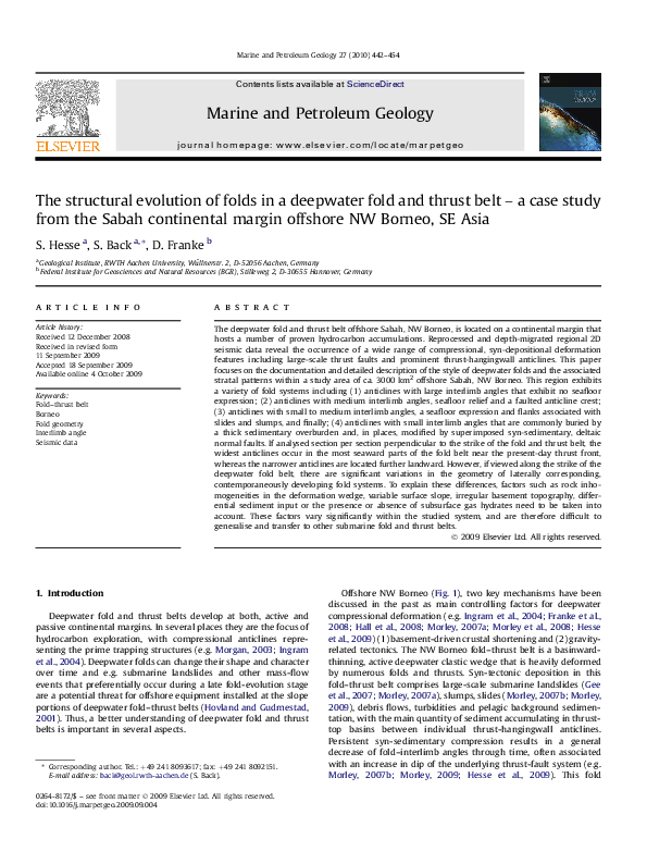(PDF) The structural evolution of folds in a deepwater fold and thrust ...