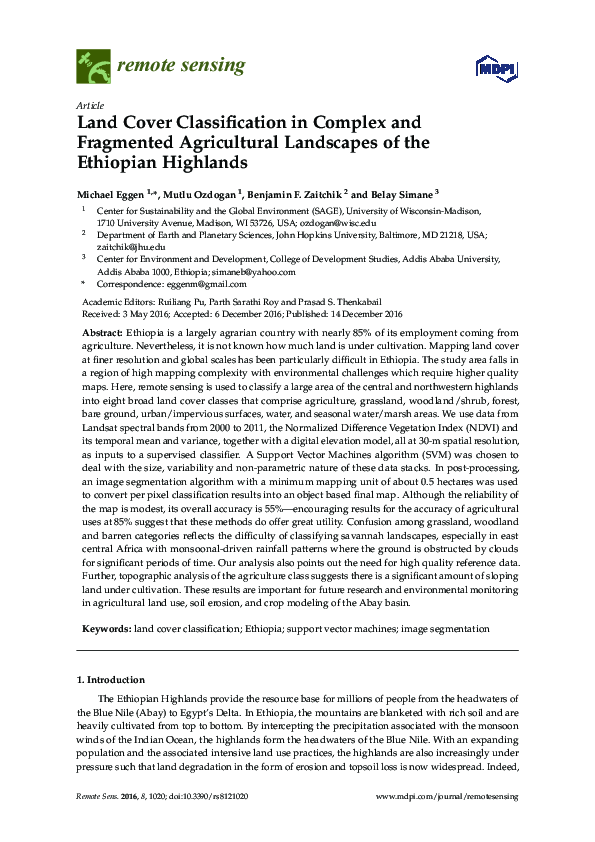 (PDF) Land Cover Classification in Complex and Fragmented Agricultural ...