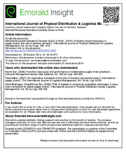 (PDF) Inventory record inaccuracy in supply chains: the role of workers ...