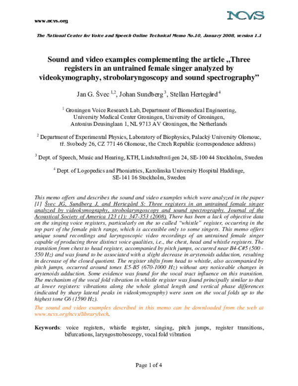 (PDF) Sound and video examples complementing the article „Three ...