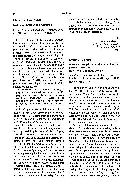 (PDF) Operations analysis in the U.S. Army Eight Air Force in World War II