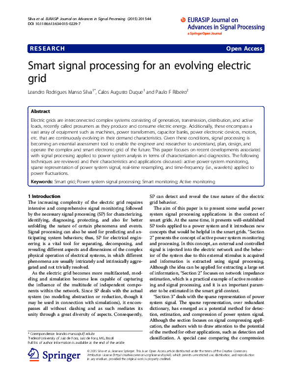 (PDF) Smart signal processing for an evolving electric grid