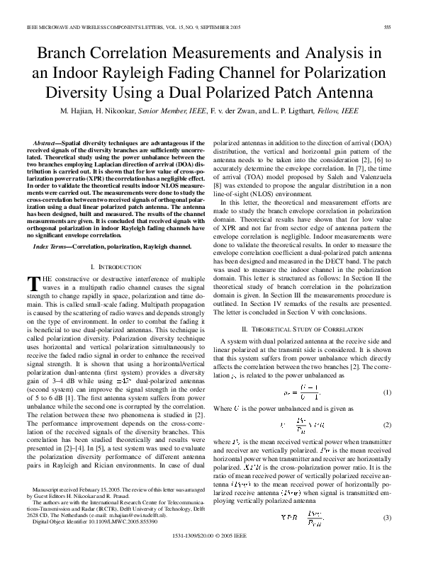 (PDF) Branch correlation measurements and analysis in an indoor ...