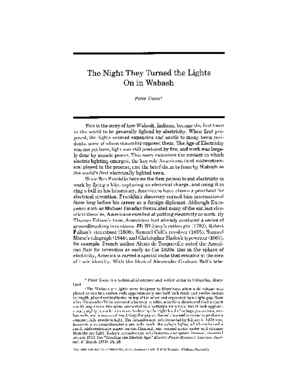 (PDF) The Night They Turned the Lights On in Wabash | PETER TOCCO ...