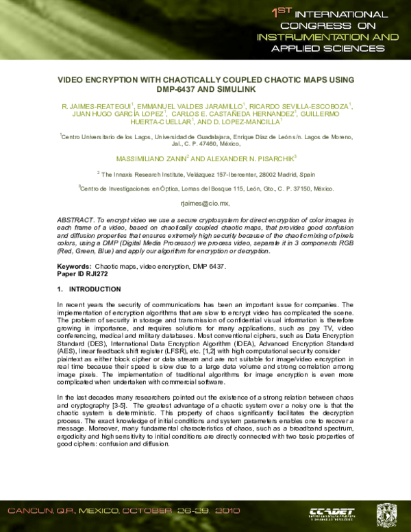 (PDF) VIDEO ENCRYPTION WITH CHAOTICALLY COUPLED CHAOTIC MAPS USING DMP-6437 AND SIMULINK