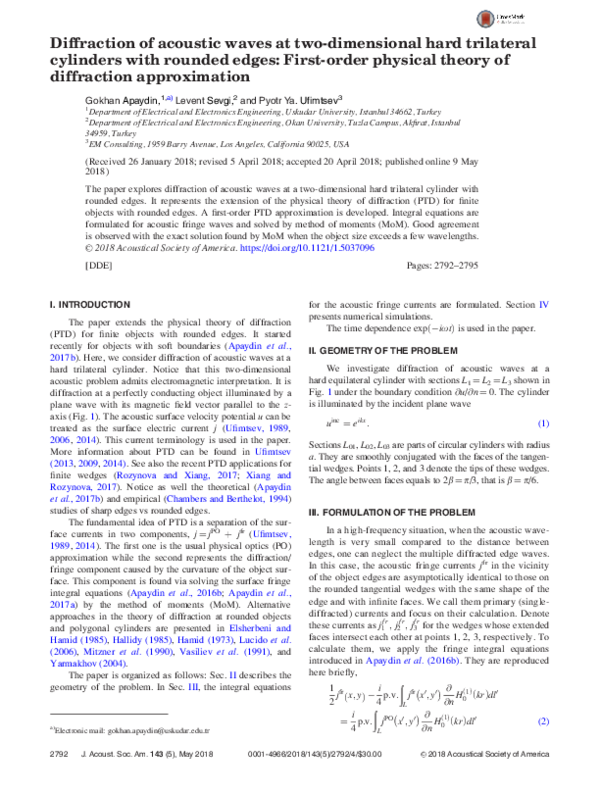 (PDF) Diffraction of acoustic waves at two-dimensional hard trilateral ...