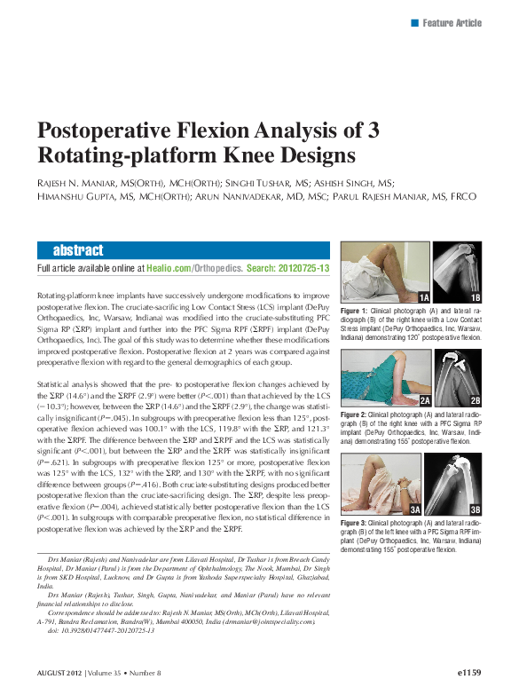 (PDF) Postoperative Flexion Analysis of 3 Rotating-platform Knee Designs