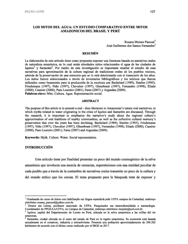 (PDF) Los Mitos Del Agua: Un Estudio Comparativo Entre Mitos Amazonicos ...