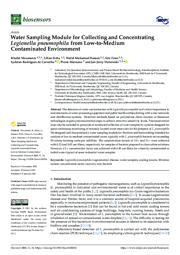 (PDF) Water Sampling Module for Collecting and Concentrating Legionella ...