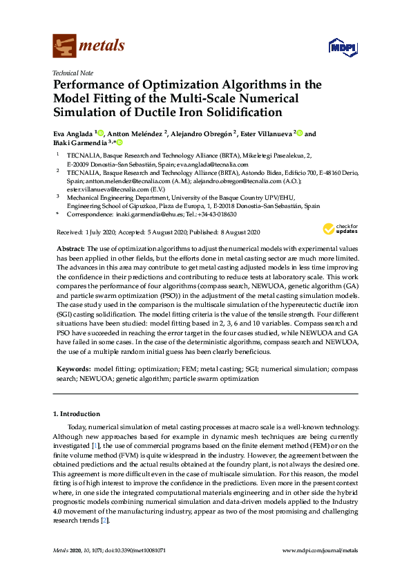Pdf Performance Of Optimization Algorithms In The Model Fitting Of