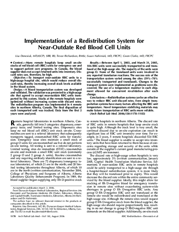 (PDF) Implementation of a redistribution system for near-outdate red ...
