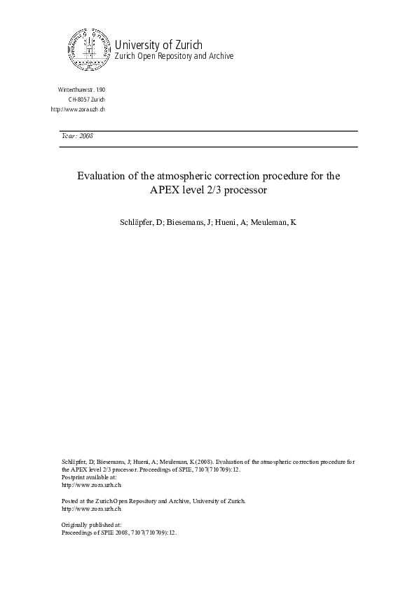 Pdf Evaluation Of Atmospheric Correction Procedures For Ocean Color Data Processing Using
