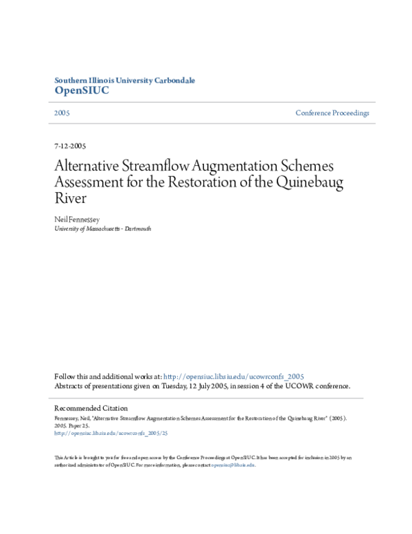 Alternative Streamflow Augmentation Schemes Assessment for the ...