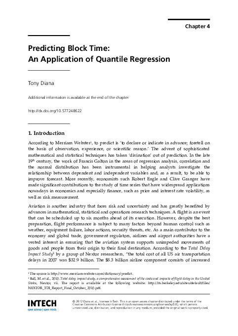 (PDF) Predicting Block Time: An Application of Quantile Regression | Dr. Tony Diana - Academia.edu