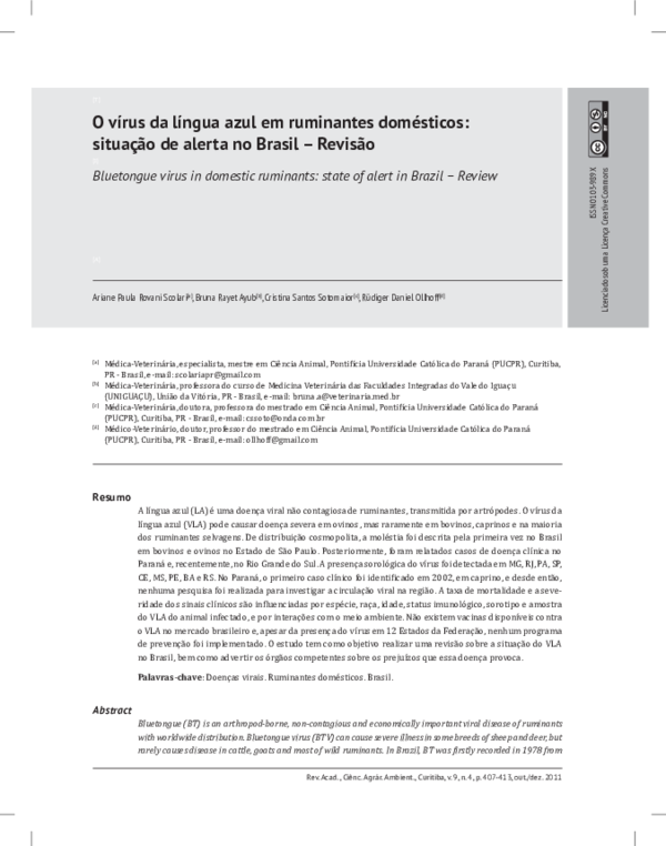 (PDF) O vírus da língua azul em ruminantes domésticos: situação de ...