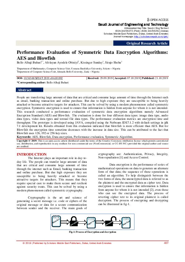 Pdf Performance Evaluation Of Symmetric Data Encryption Algorithms 5610