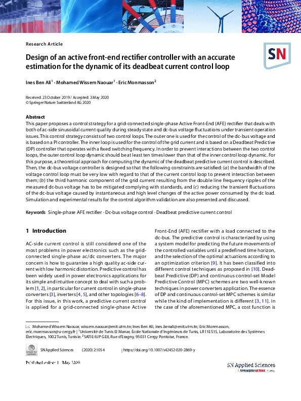 Pdf Design Of An Active Front End Rectifier Controller With An Accurate Estimation For The