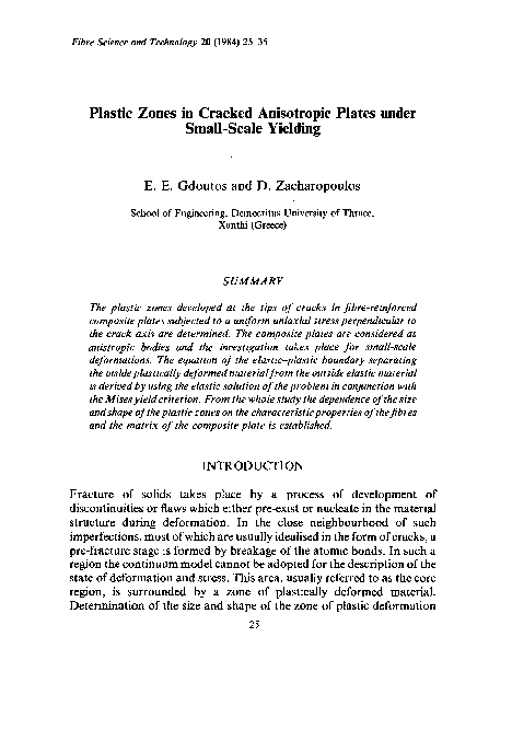 (PDF) Plastic zones in cracked anisotropic plates under small-scale ...