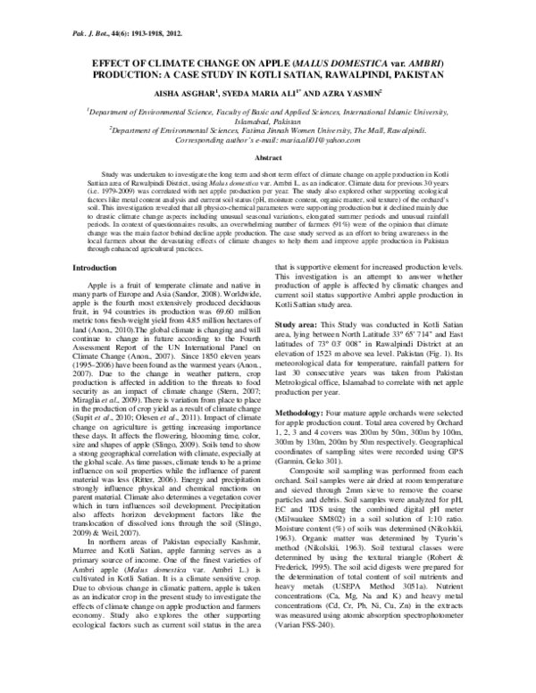 (PDF) EFFECT OF CLIMATE CHANGE ON APPLE (MALUS DOMESTICA var. AMBRI ...