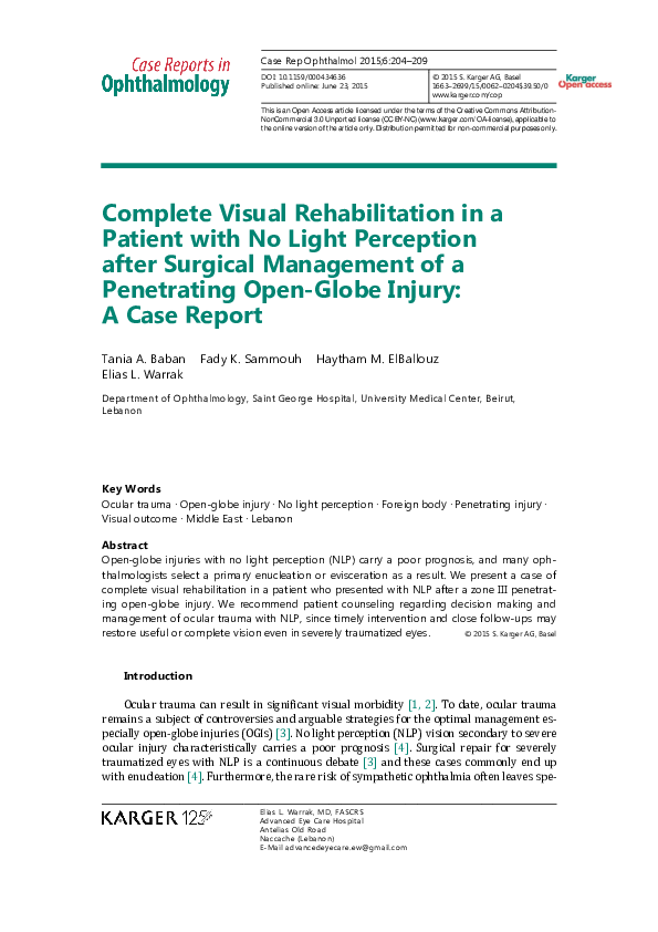(PDF) Complete Visual Rehabilitation in a Patient with No Light ...
