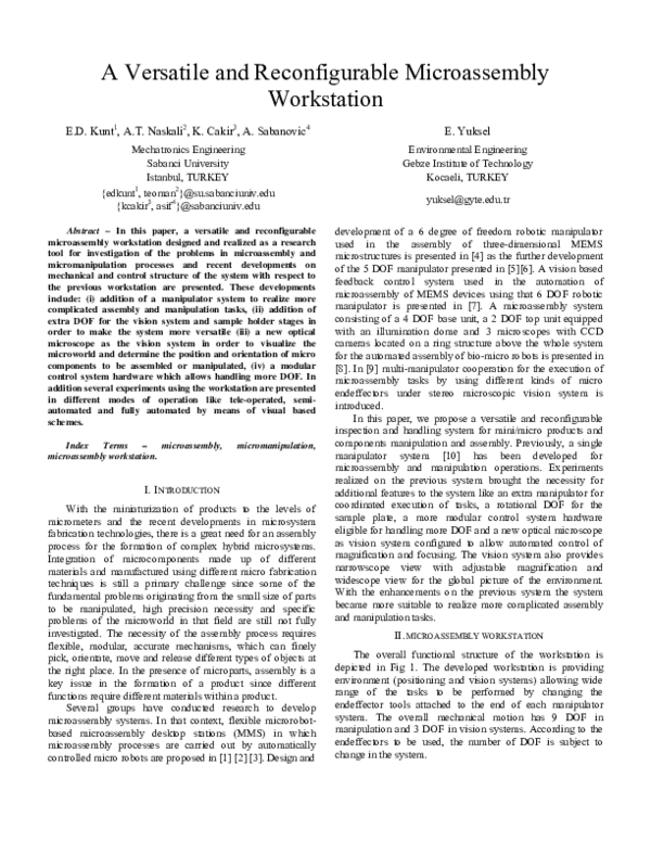 (PDF) A versatile and reconfigurable microassembly workstation