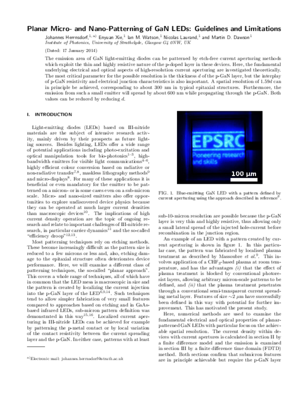(PDF) Planar micro- and nano-patterning of GaN light-emitting diodes: Guidelines and limitations