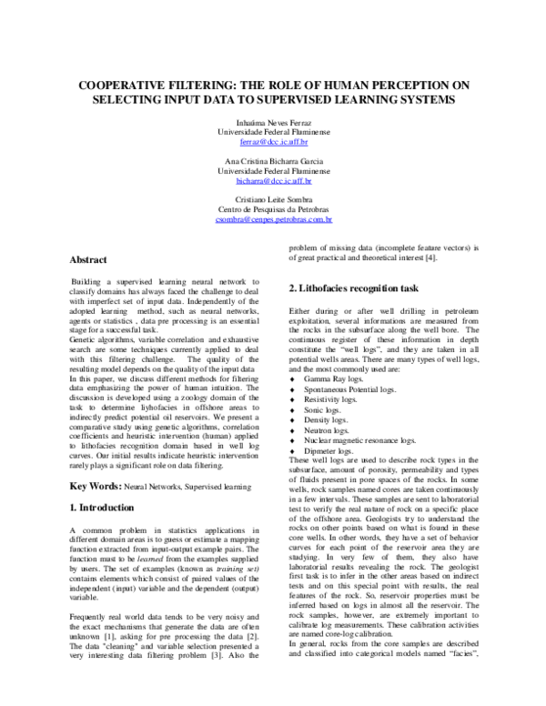 (PDF) Cooperative Filtering: The Role of Human Perception on Selecting ...