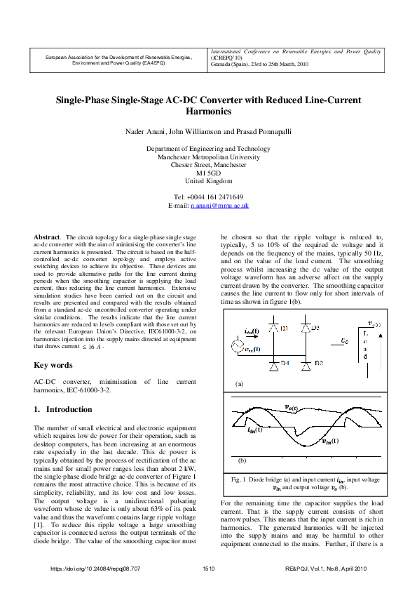 (PDF) Single-Phase Single-Stage AC-DC Converter with Reduced Line-Current Harmonics