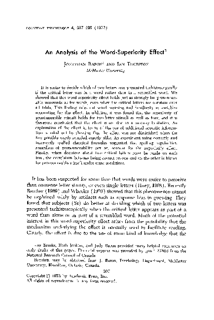 (PDF) An analysis of the word-superiority effect
