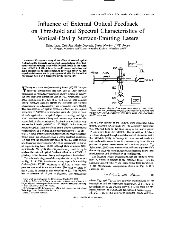 (PDF) Influence of external optical feedback on threshold and spectral characteristics of ...