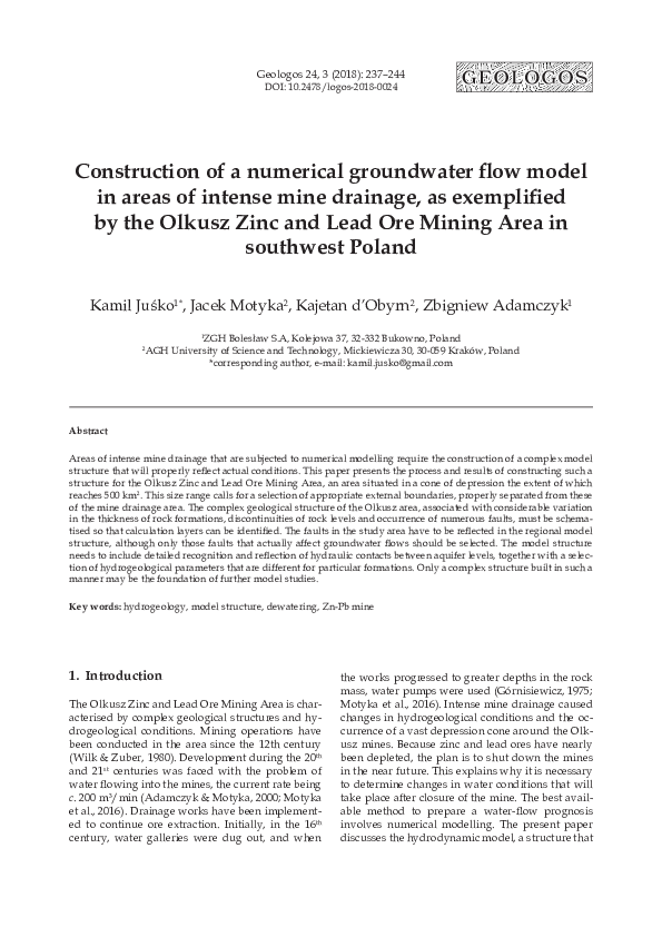 (PDF) Construction of a numerical groundwater flow model in areas of ...