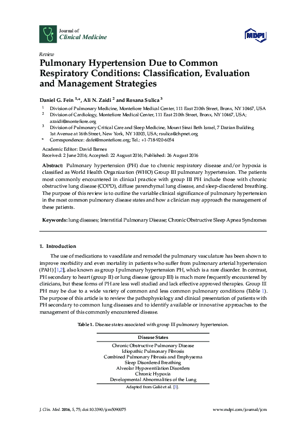 (PDF) Pulmonary Hypertension Due to Common Respiratory Conditions ...