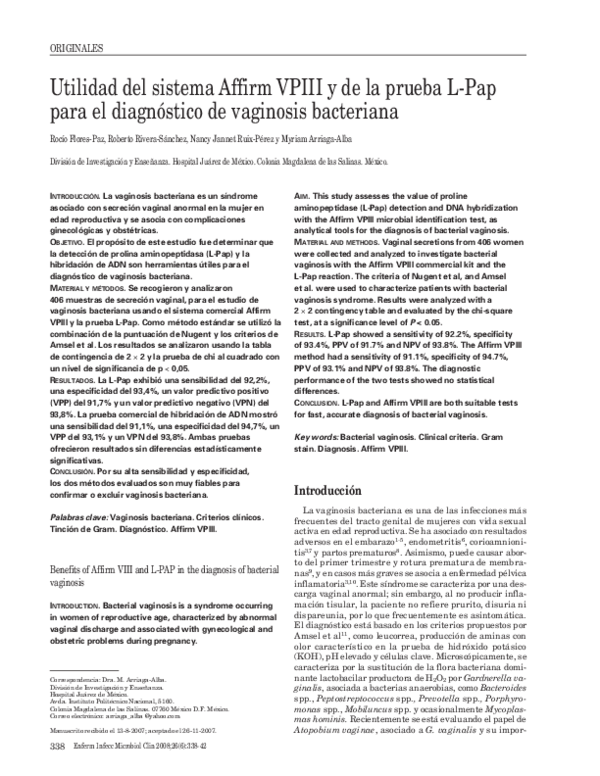 (PDF) Utilidad del sistema Affirm VPIII y de la prueba L-Pap para el ...