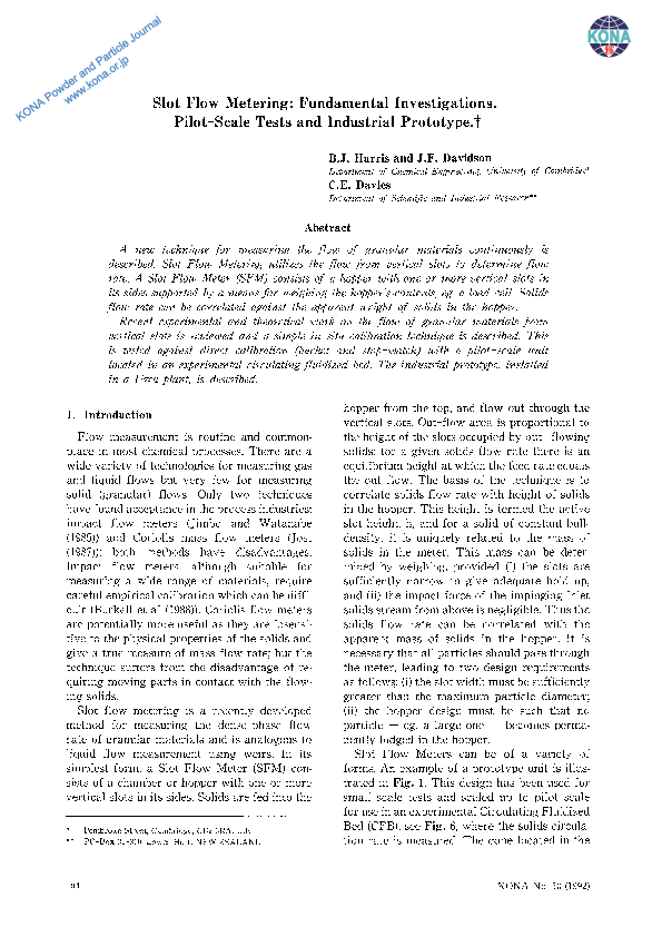 (PDF) Slot Flow Metering: Fundamental Investigations, Pilot-Scale Tests ...