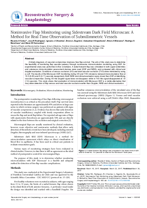 (PDF) Noninvasive Flap Monitoring using Sidestream Dark Field Microscan ...