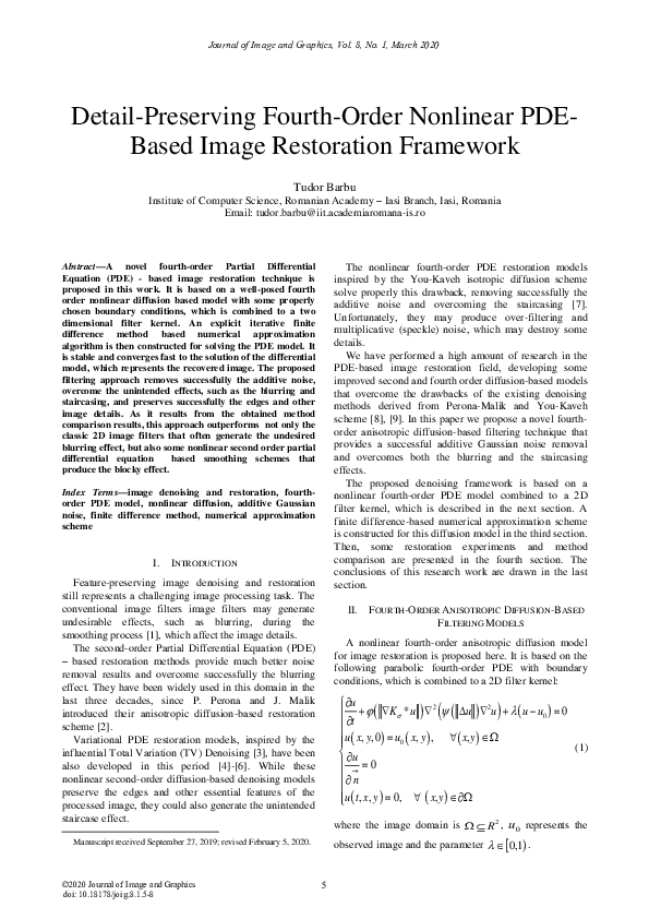 (PDF) Detail-Preserving Fourth-Order Nonlinear PDE-Based Image Restoration Framework