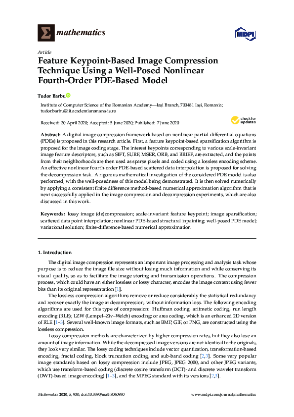 (PDF) Feature Keypoint-Based Image Compression Technique Using a Well-Posed Nonlinear Fourth ...