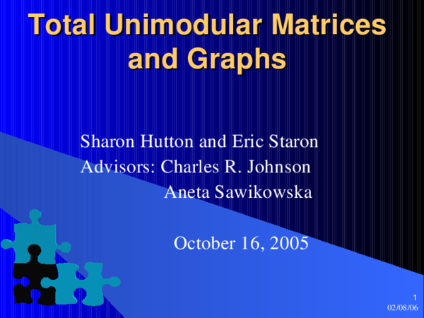 (PDF) Total Unimodular Matrices and Graphs