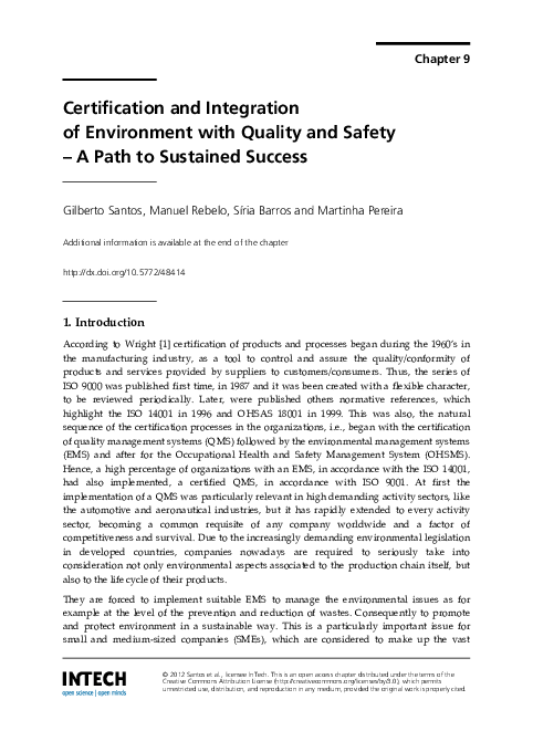 (PDF) Certification and Integration of Environment with Quality and ...