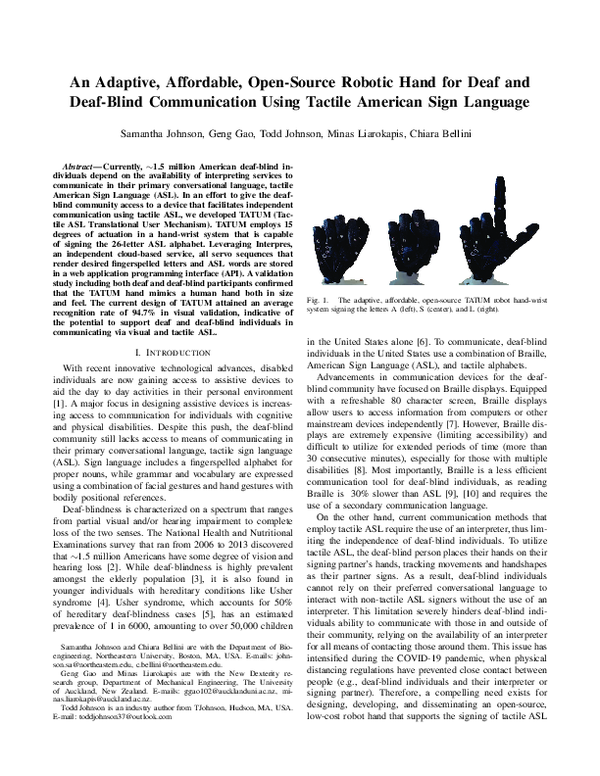 (PDF) An Adaptive, Affordable, Open-Source Robotic Hand for Deaf and ...